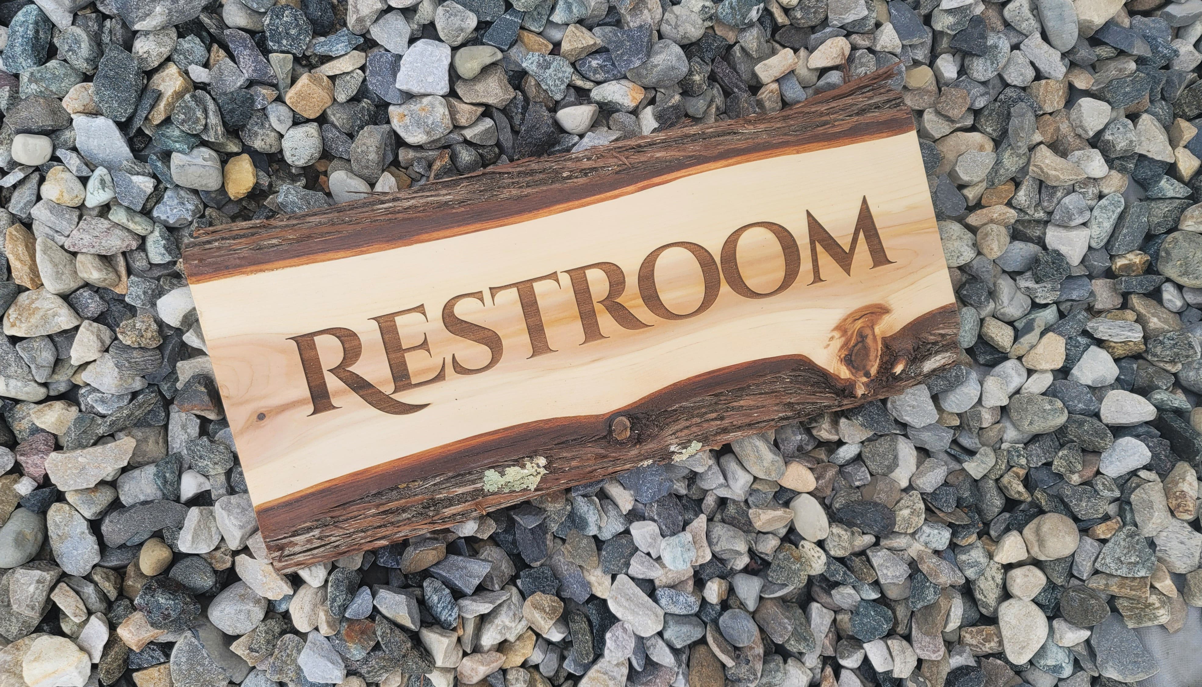 Restroom or Bathroom Sign : Personalized Modern Rustic Business Wood ...